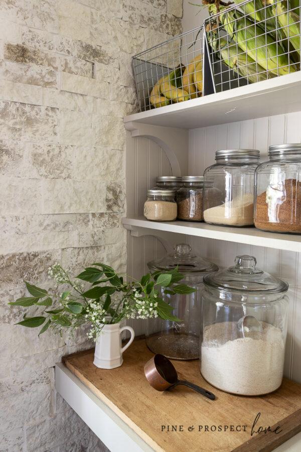 Cottage Style Pantry Makeover with Open Shelves - Pine and Prospect Home