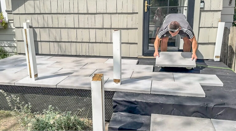 Stunning Porch Makeover: From Worn Wood to Warm Stone - Pine and ...